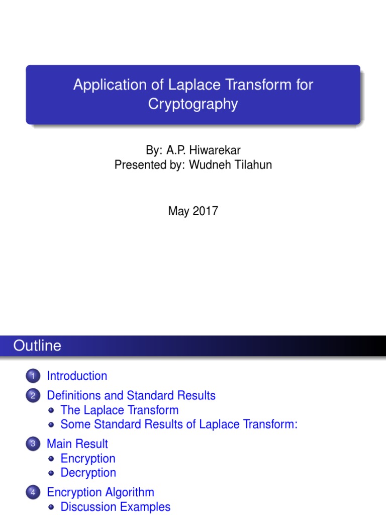 Application Of Laplace Transform For Cryptography Pdf Cryptography Encryption