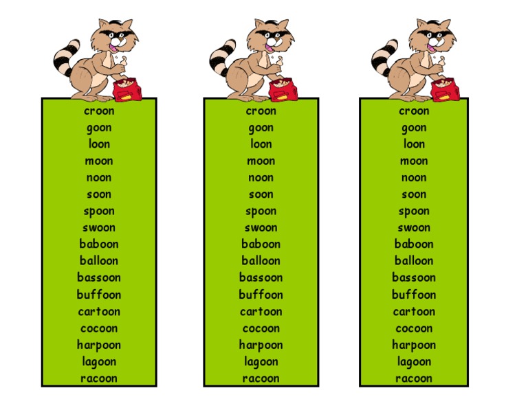 Oon Family Word List 2 | PDF