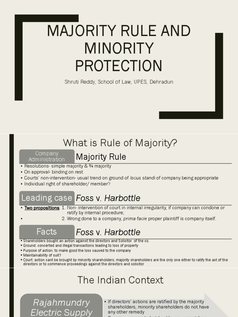 Majority Rule and Minority Protection | PDF | Standing (Law) | Legal Remedy