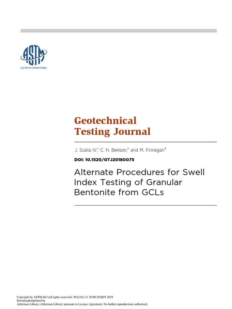 ASTM D 5890 (Bentonite) | PDF | Potassium Chloride | Clay