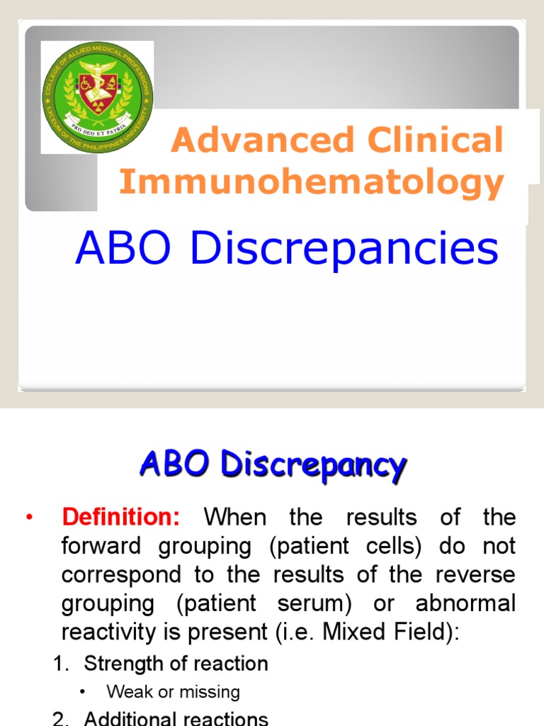ABO Discrepancies | PDF | Anatomy | Immunology