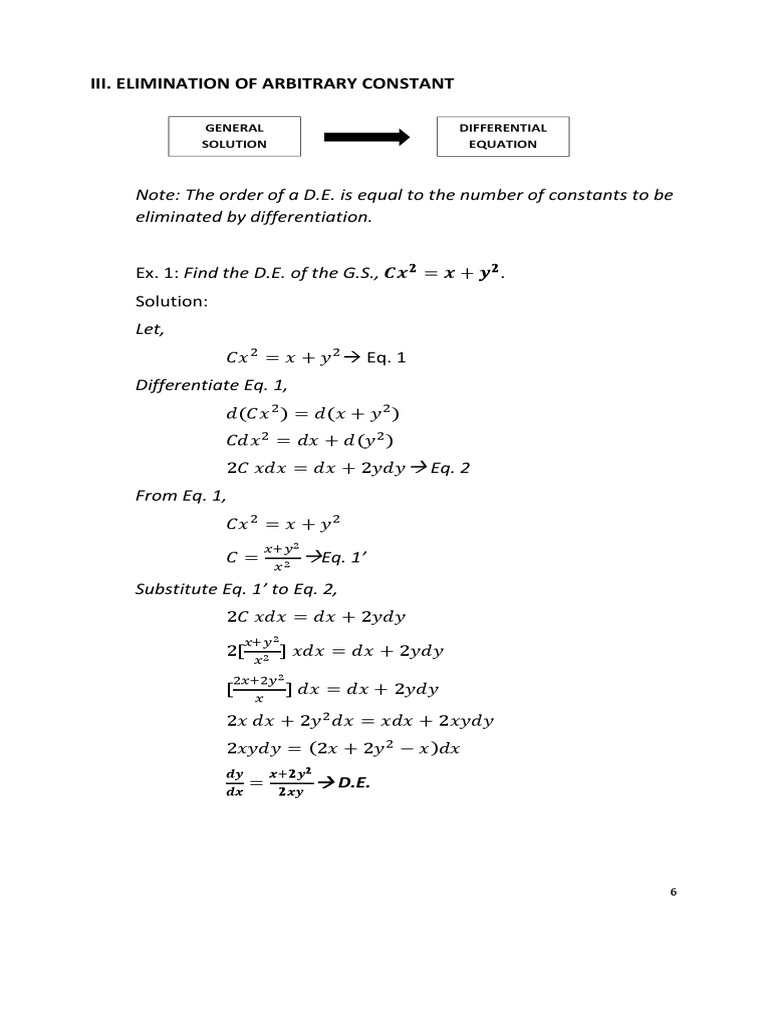 Elimination of Arbitrary Constant | PDF | Teaching Methods & Materials