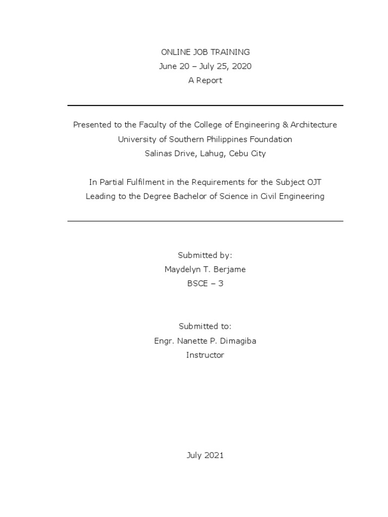 Berjame Ojt Book Done Revised Done | PDF | Road | Concrete