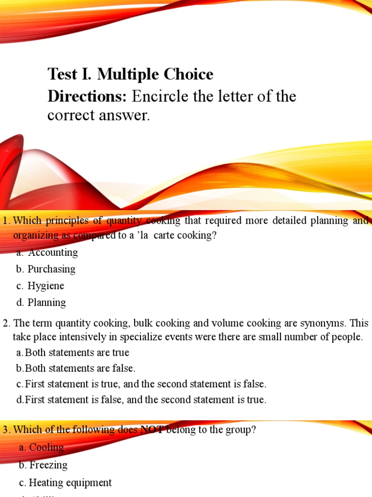 Test I. Multiple Choice Directions: Encircle The Letter of The | PDF ...
