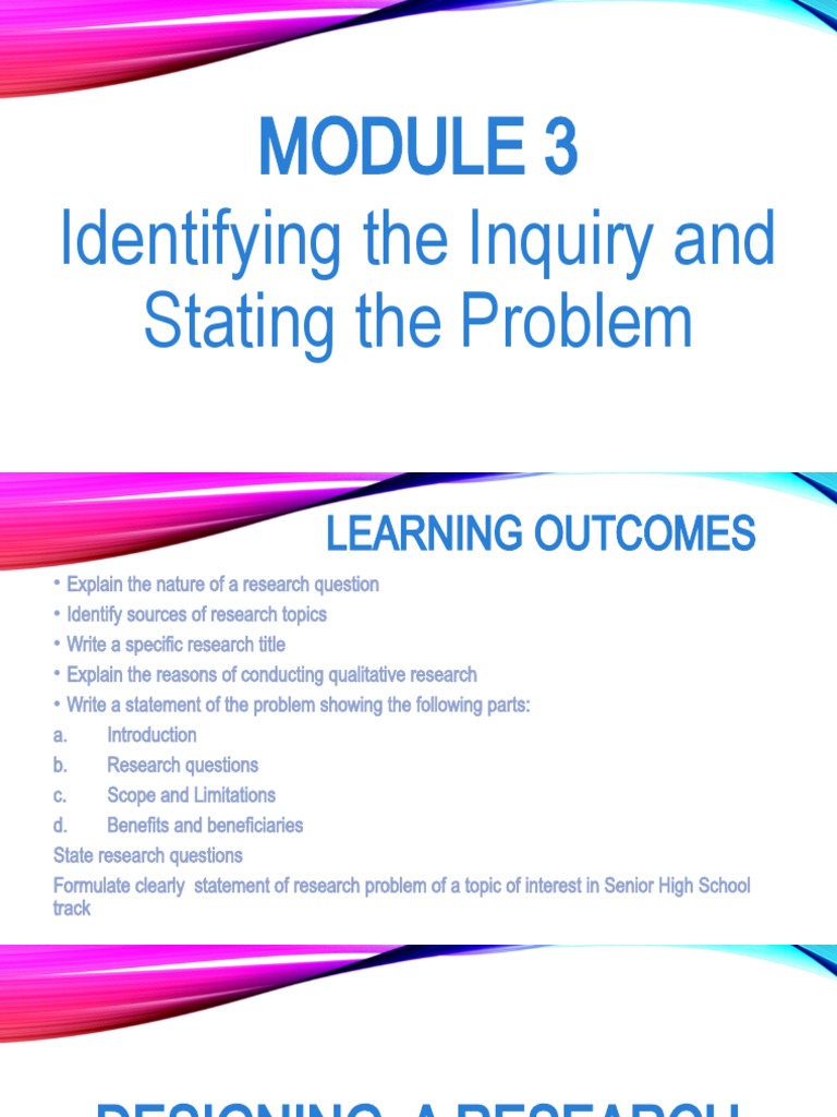 Week 4 Identifying The Inquiry and Stating The Problem 1 | PDF | Analysis | Qualitative Research