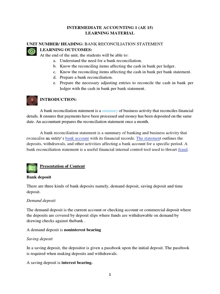 Bank Reconciliation Statement | PDF | Deposit Account | Cheque