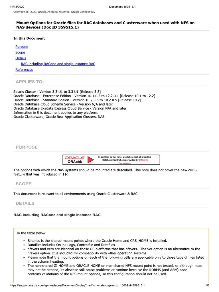 ###Mount Options For Oracle Files For RAC Databases and Clusterware ...