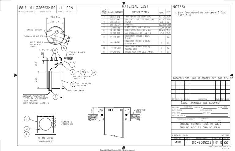 Material List Notes:: Dwg. Code Description Unit Qty. Sams Number 1 ...