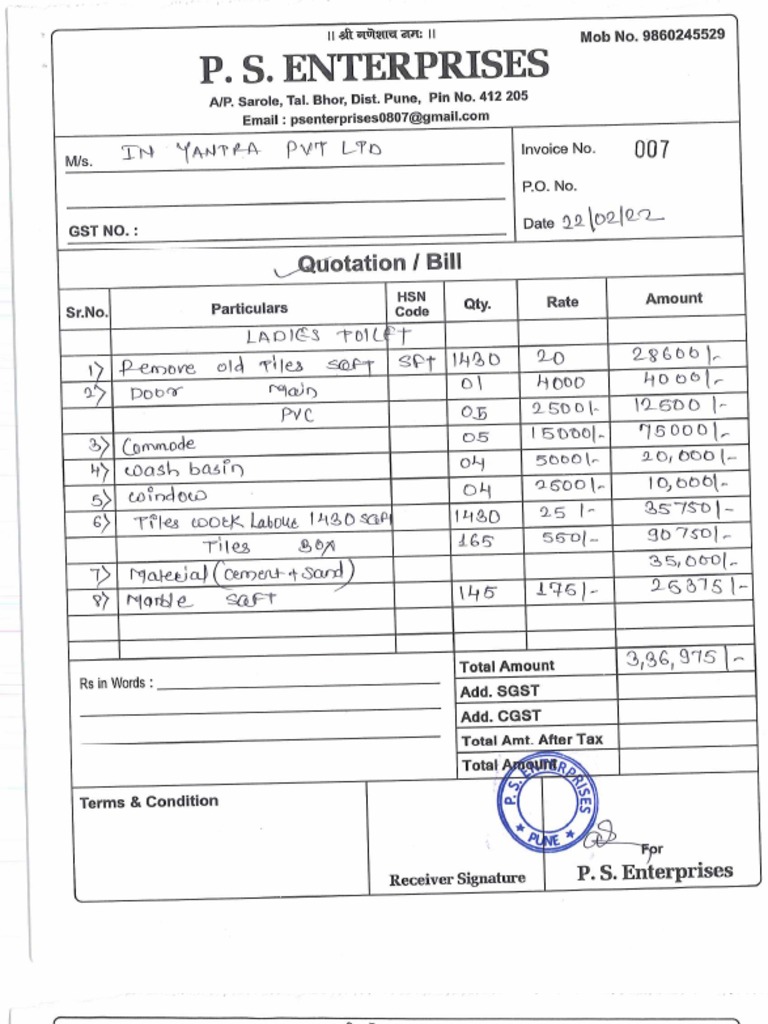 Quotation For Toilet Renovation | PDF