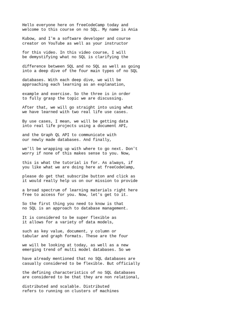 English Nosql Database Tutorial Full Course For Beginners Downsub