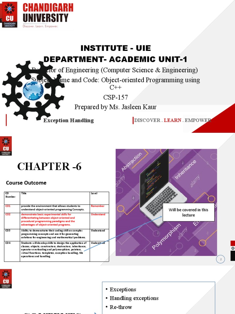 Ch-6 Exception Handling | PDF | C++ | Computer Programming Ch-6 Exception Handling | PDF | C++ | Computer Programming