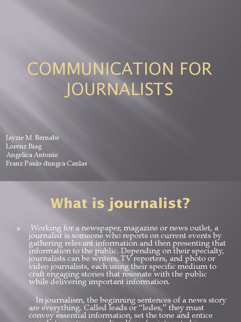 Communication For Journalist | PDF | News | Linguistics
