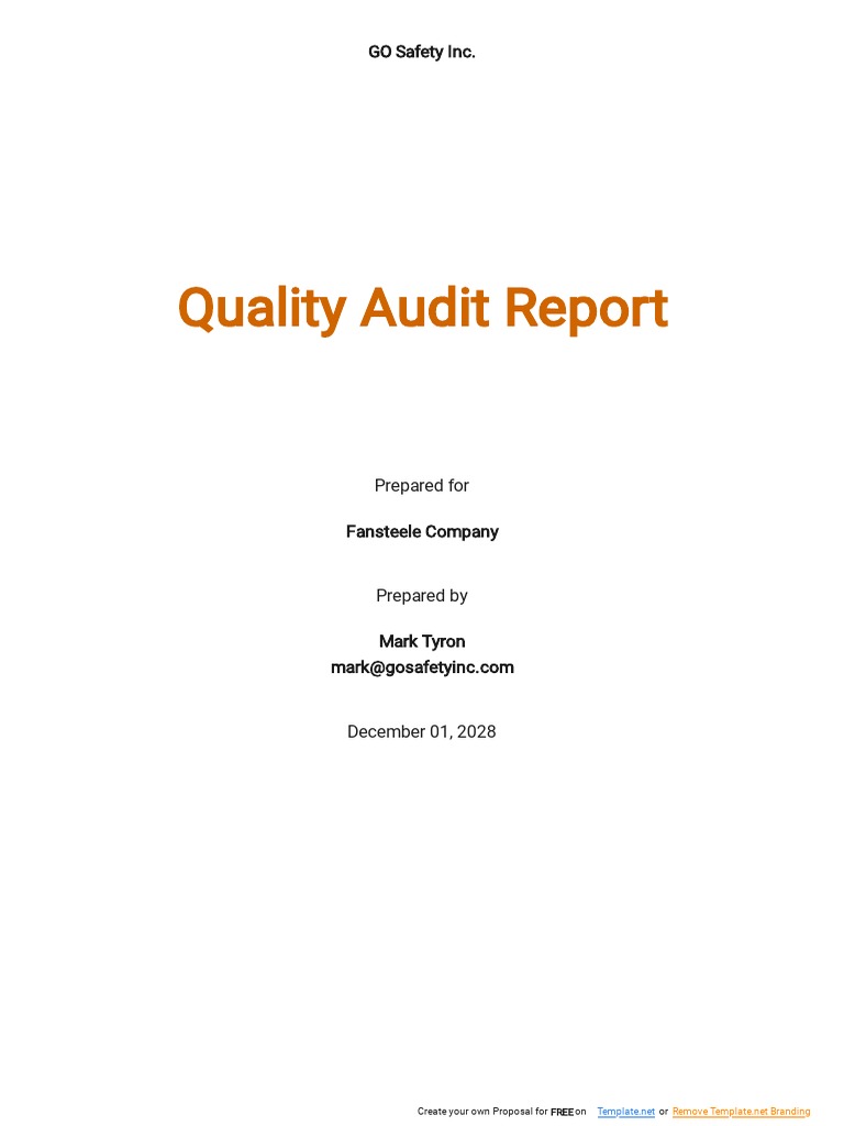 Quality Audit Report Template | Download Free PDF | Audit | Iso 9000