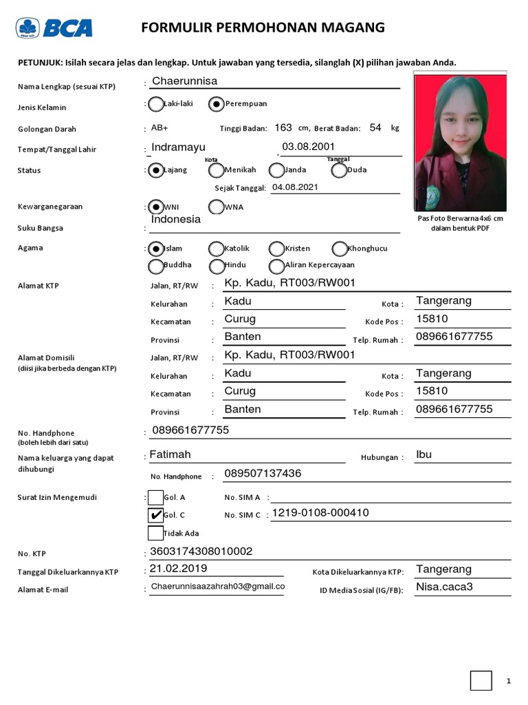 Formulir Permohonan Magang | PDF