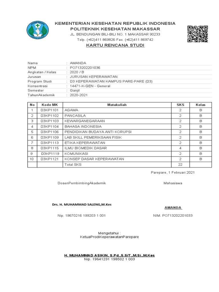 KRS Amanda Semester 1 | PDF