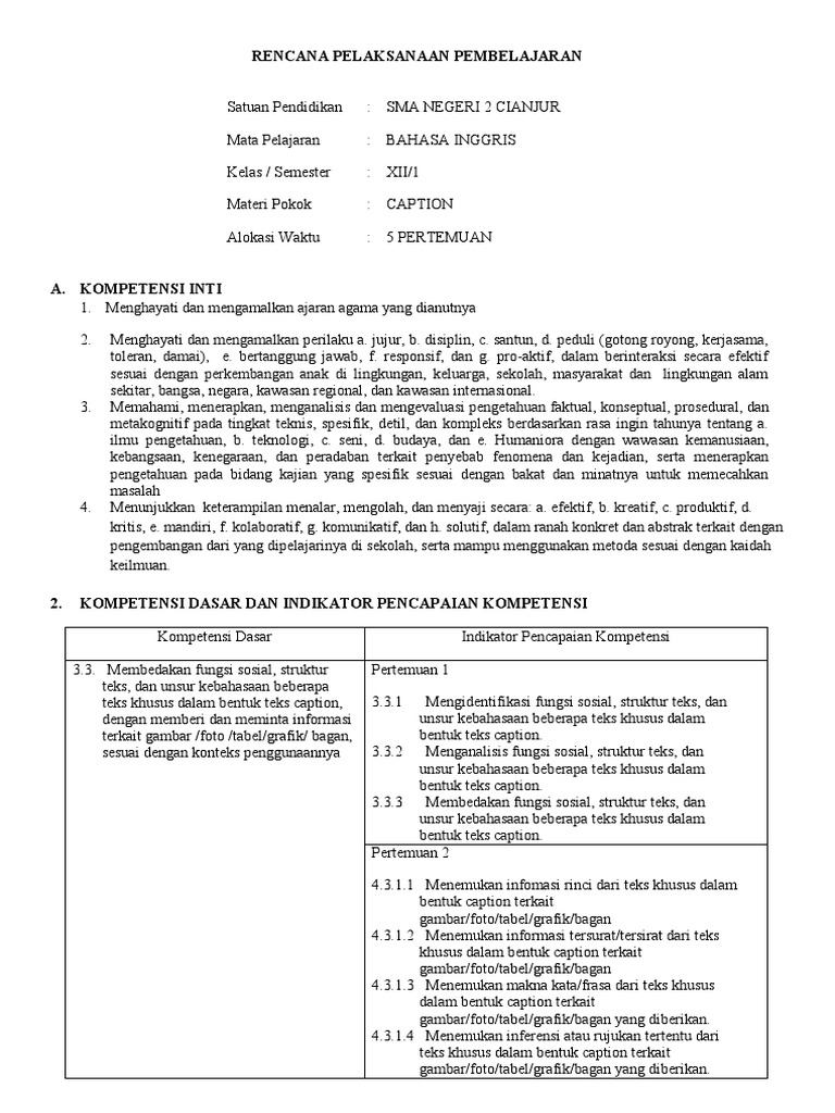 RPP KD 3.3 Caption | PDF