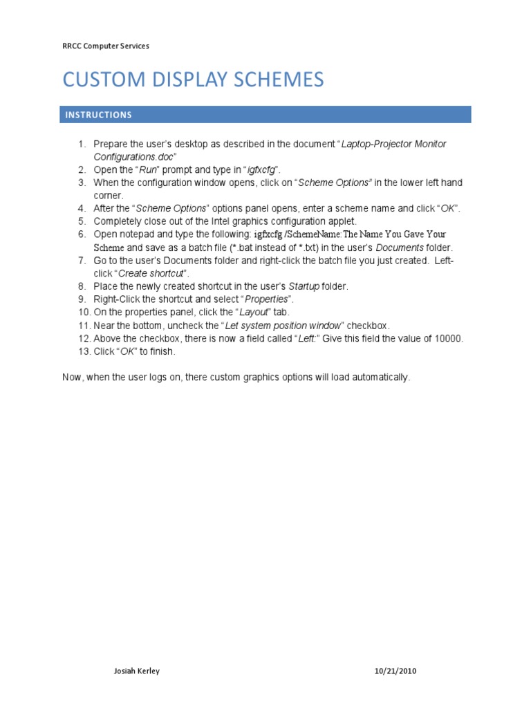 Custom Display Schemes | PDF