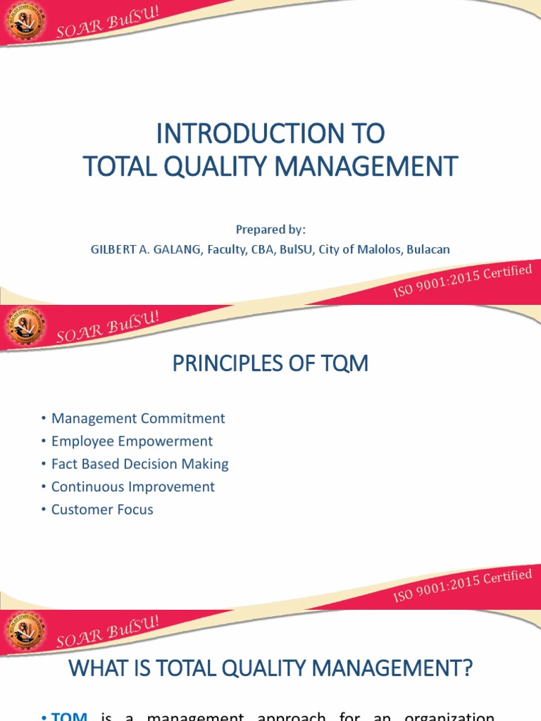 Introduction To Total Quality Management: Prepared By: Gilbert A ...