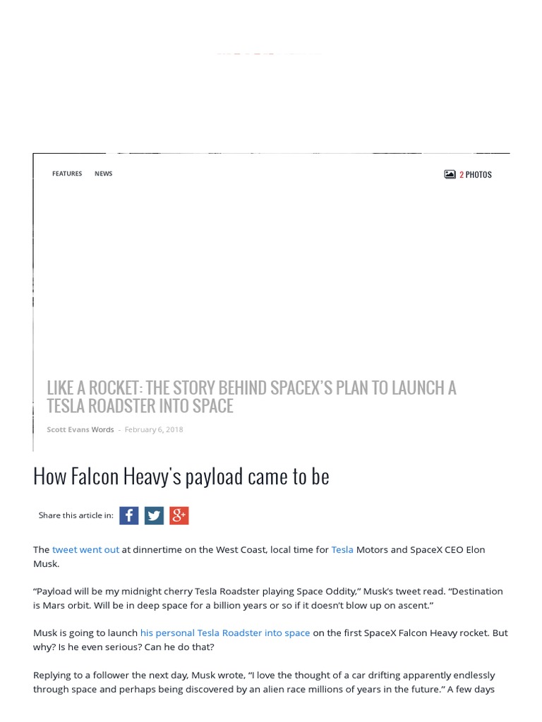 The Story Behind SpaceX's Plan To Launch A Tesla Roadster Into Space ...