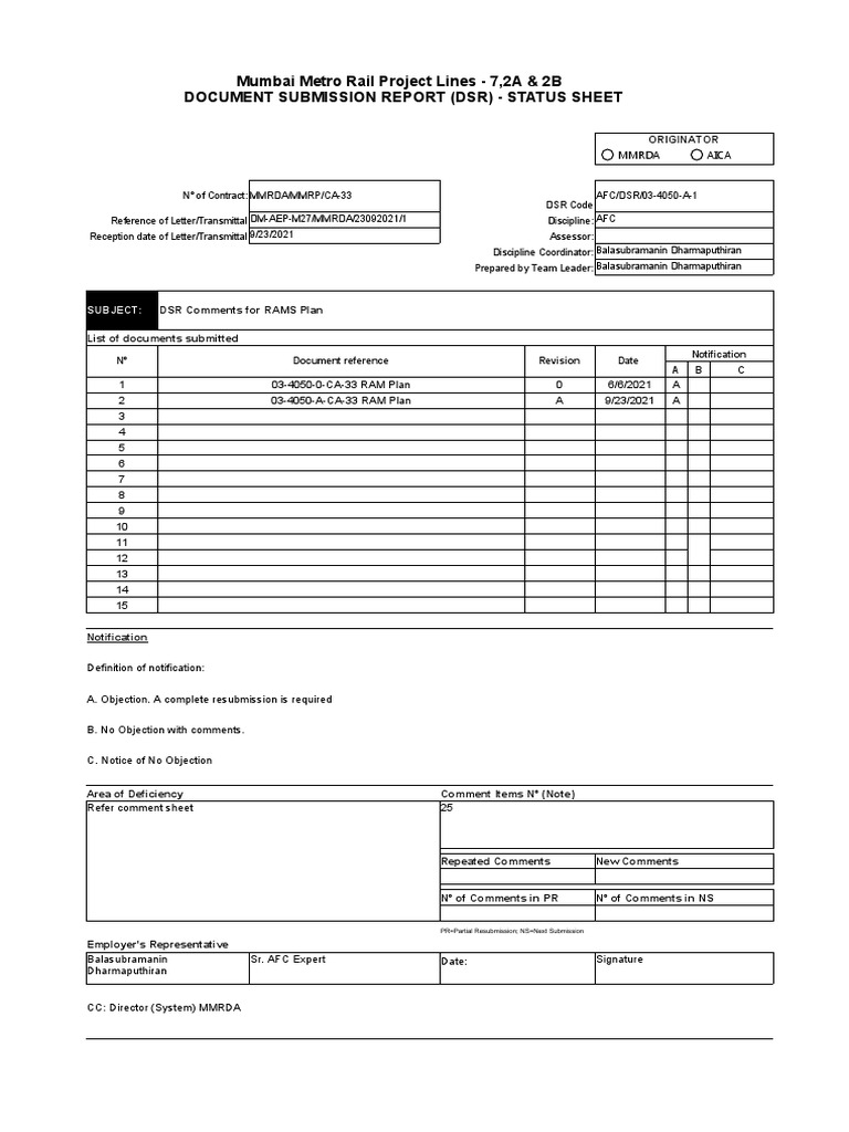 DSR Comment Response RAMS Plan (Ver.A) | Download Free PDF ...