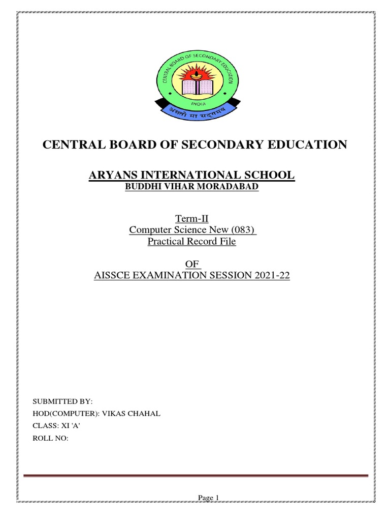 Term 2 CS Practical File 2021-22 | PDF | Table (Database) | Databases