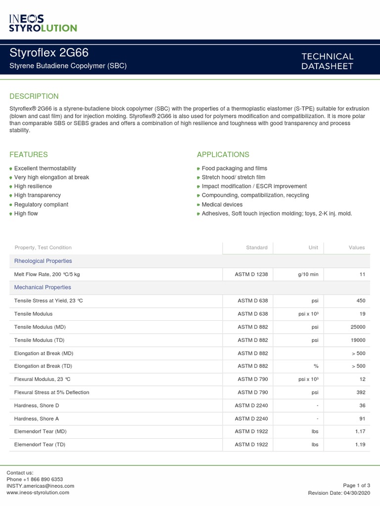 Styroflex 2G66: Styrene Butadiene Copolymer (SBC) | PDF | Building ...