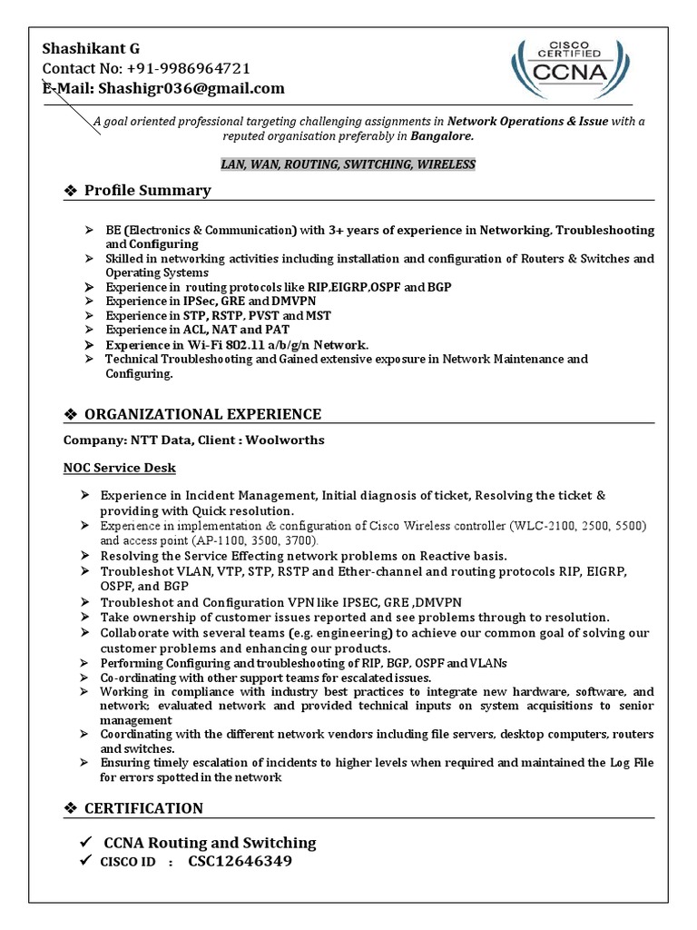 Shashi Resume | PDF | Computer Network | Virtual Private Network