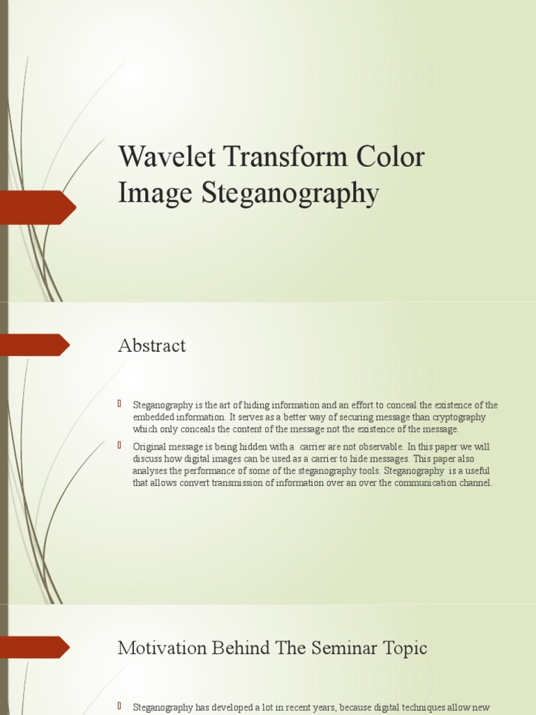 Wavelet Transform Color Image Steganography | PDF | Technology & Engineering