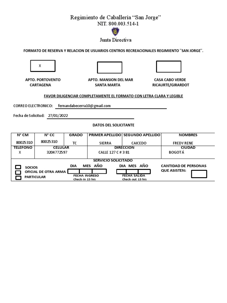 Contrato y Formato de Reserva | PDF | Correo