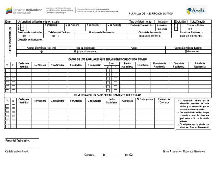 Planilla Electronica Sismeu | PDF | Gobierno y personalidad