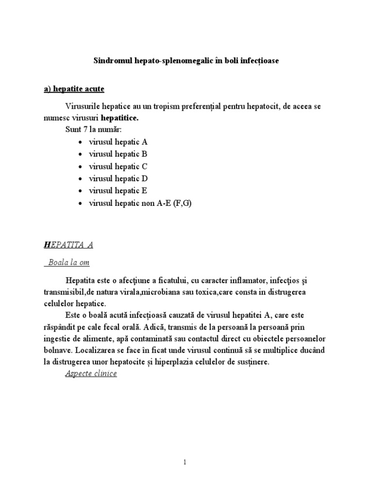 Sindromul Hepato-Splenomegalic | PDF