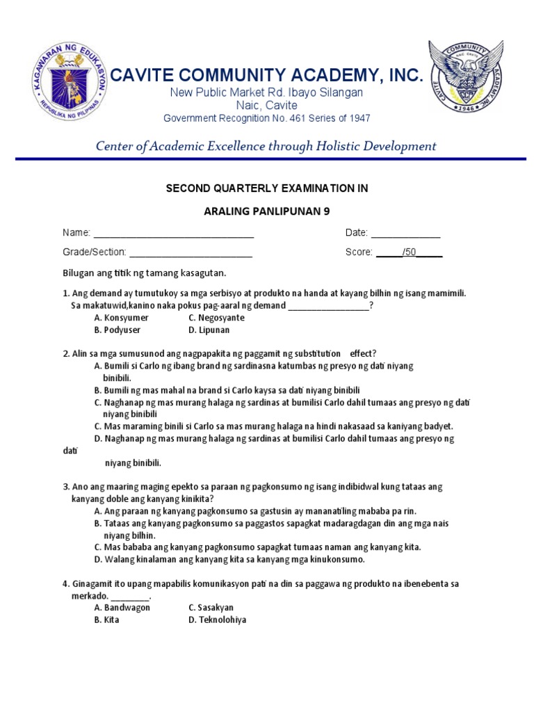 AP 9 and 10 q2 Test Questions | PDF