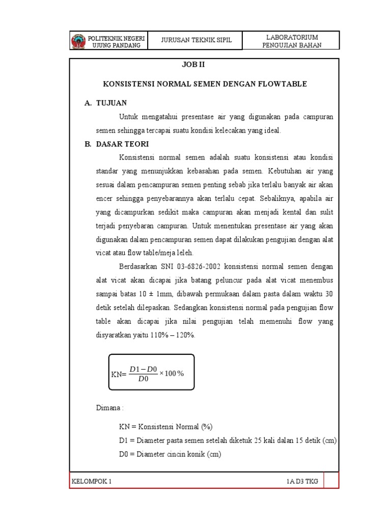 Determining the Normal Consistency of Cement Using a Flow Table | PDF
