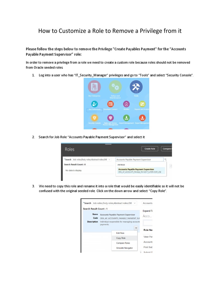 How To Customize A Role To Remove A Privilege From It | PDF