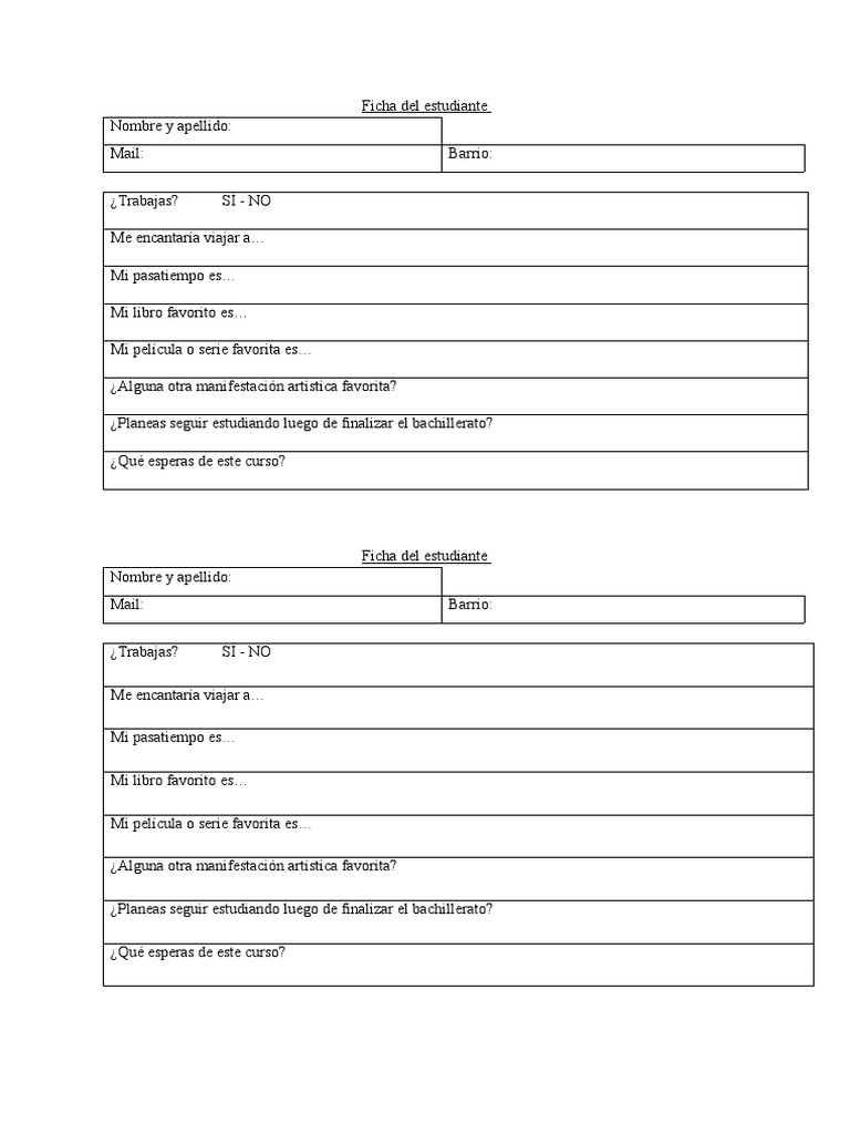 Ficha de Estudiante | PDF