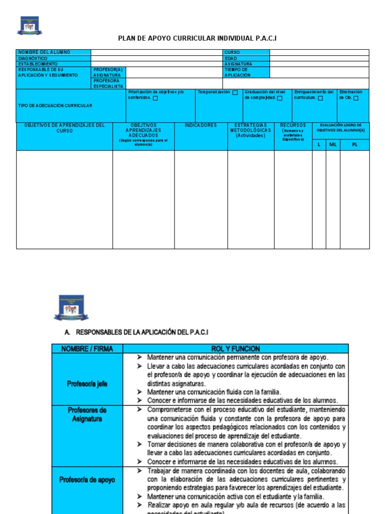 Formato Paci 2022 | PDF | Maestros | Evaluación