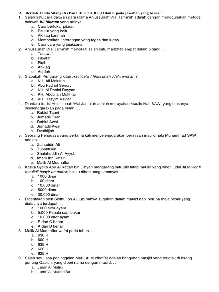 Soal Um Aswaja | PDF