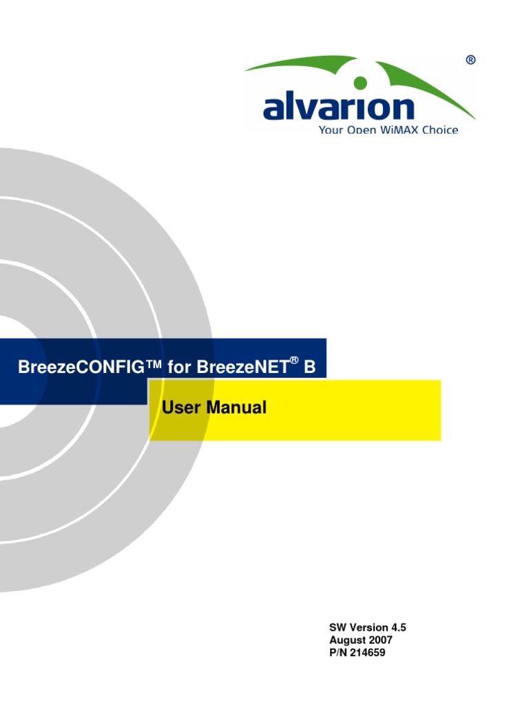 BreezeCONFIG BNET B 4.5 070812 - Alvarion | PDF | Ip Address | Tab (Gui)