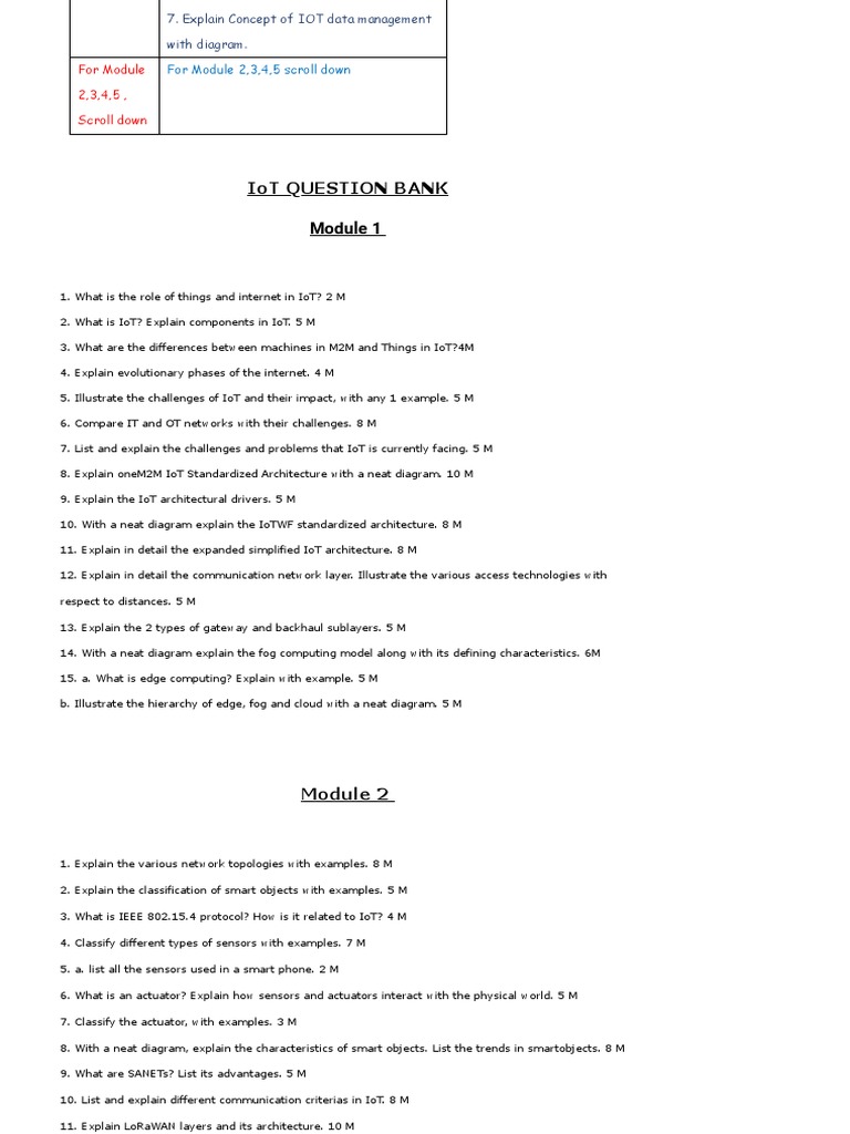 8th Sem Questions Banks-1 | PDF | Internet Of Things | Internet Protocols