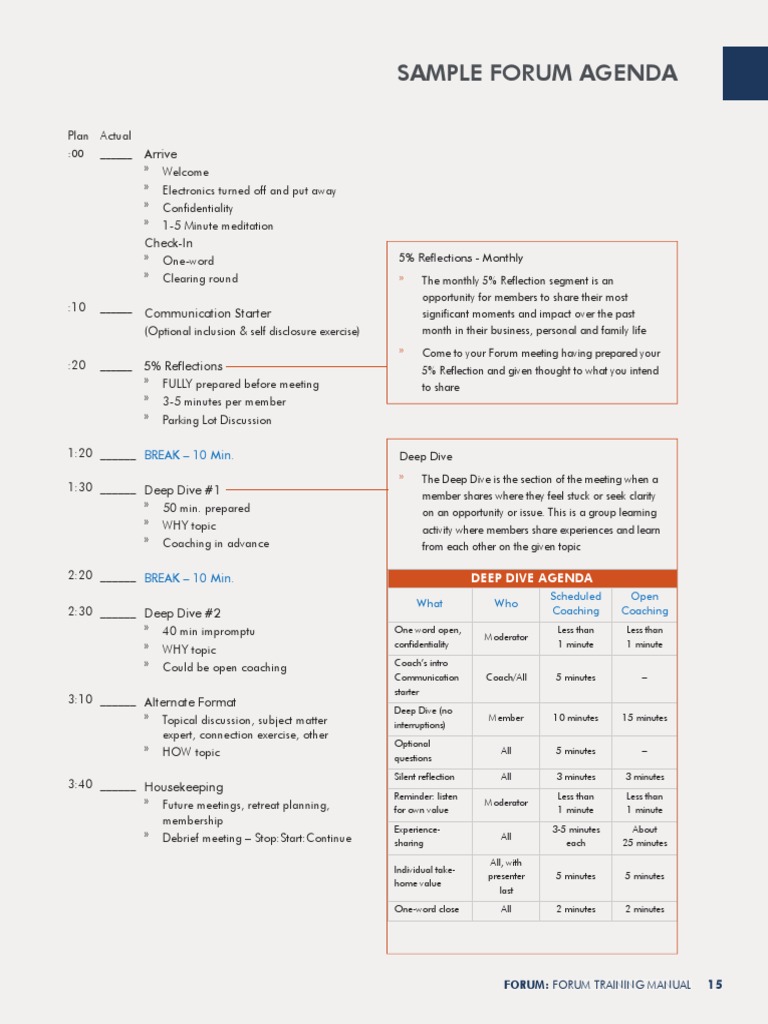 Sample Forum Agenda | PDF | Communication | Psychology