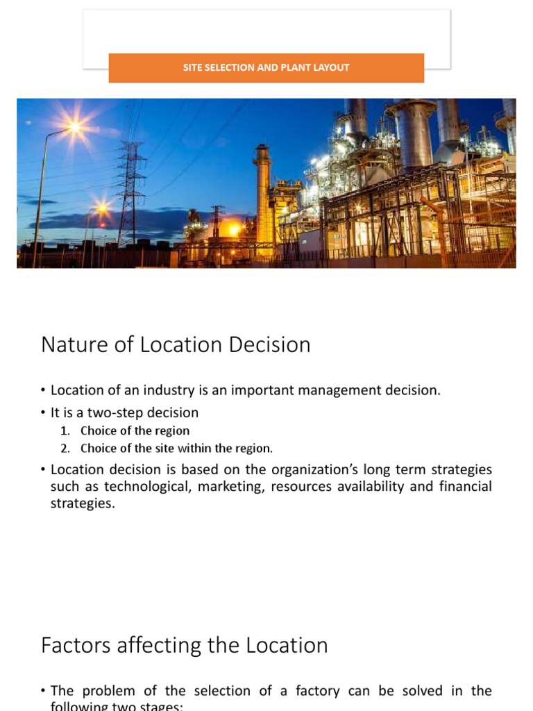 Site Selection and Plant Layout Factors | PDF | Factory | Labour Economics