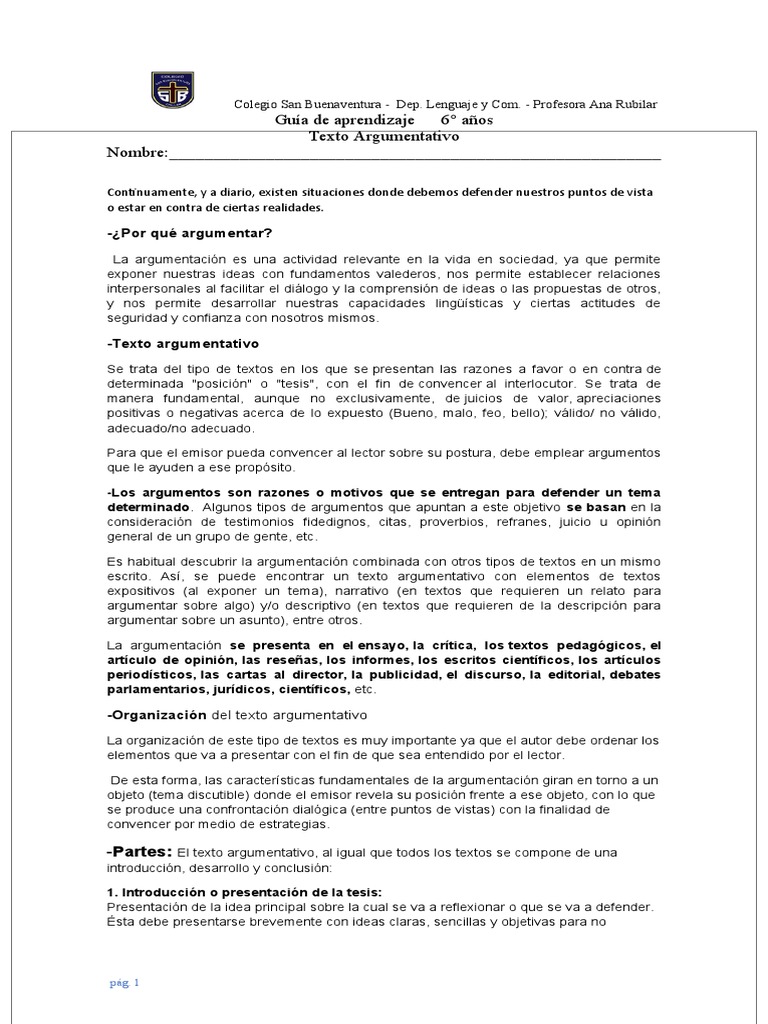 Texto Argum y Guía | PDF | Ensayos | Cognición