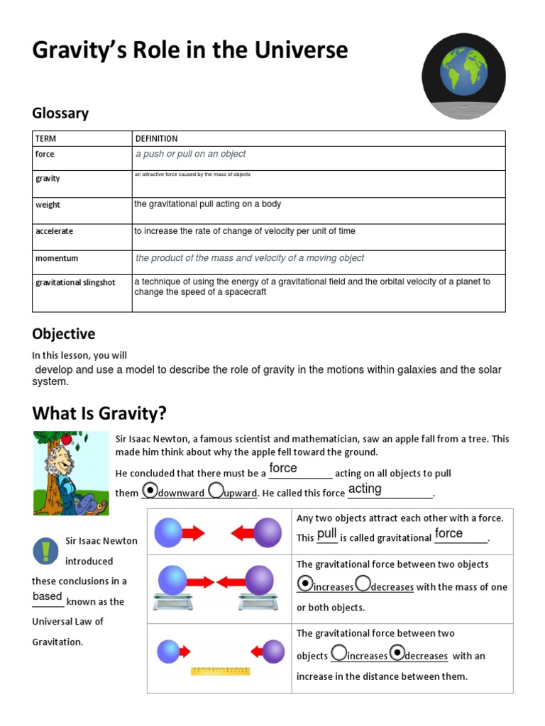 Gravity's Role in The Universe | PDF | Weight | Gravity