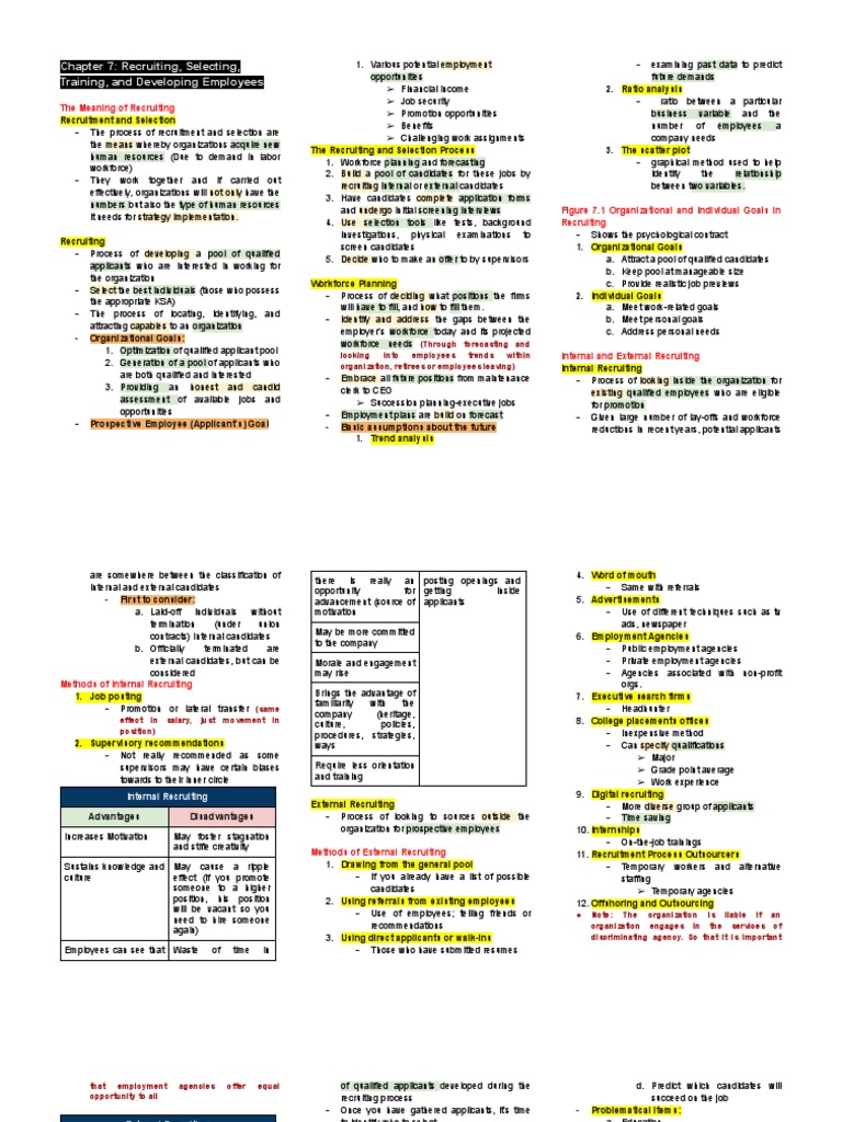 Human Resource Management Chapter 7 Reviewer | PDF | Recruitment | Employment
