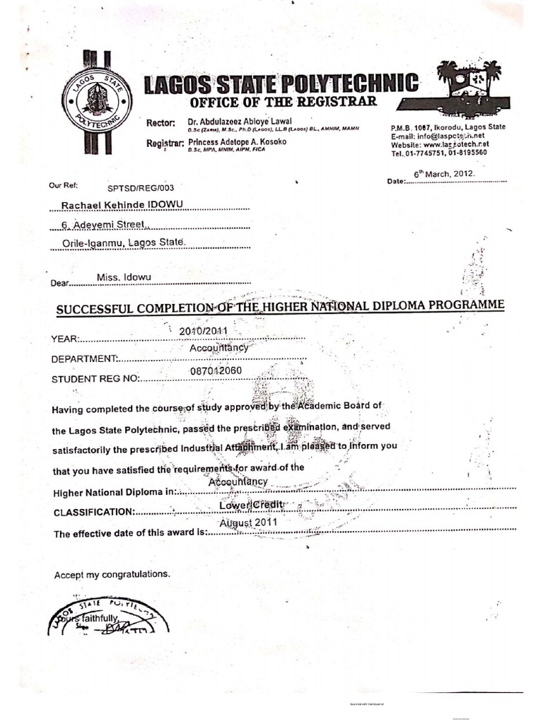 HND Certificate - 1 | PDF