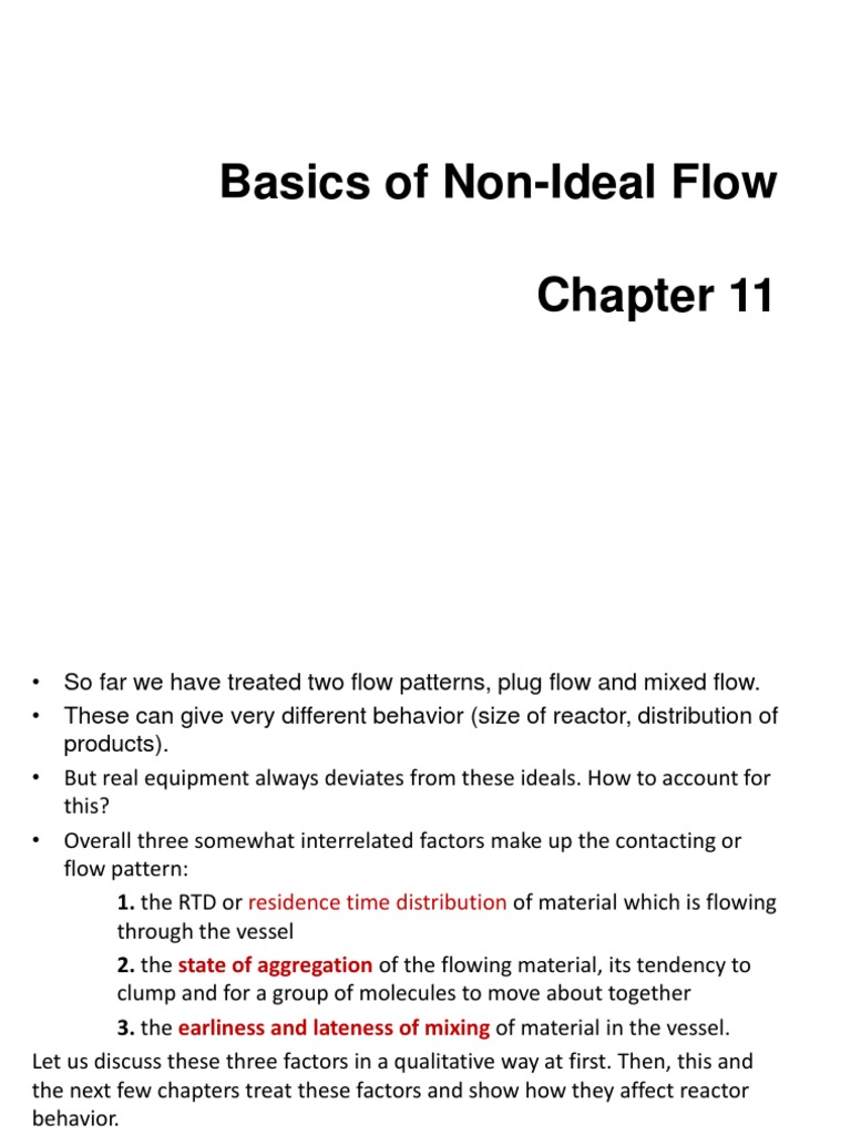Basics of Non-Ideal Flow | PDF | Chemical Reactor | Continuum Mechanics
