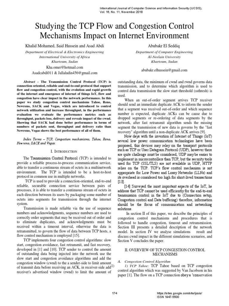 TCP Congestion Control Analysis | PDF | Transmission Control Protocol | Network Congestion