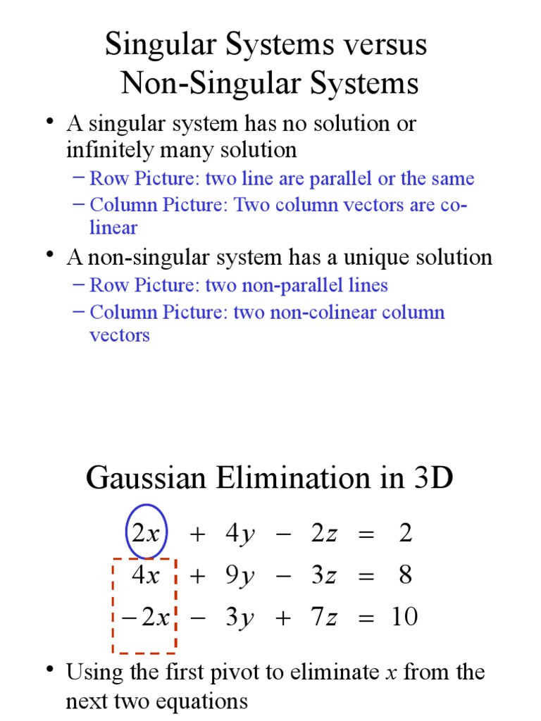 Singular Systems Versus Non-Singular Systems: - A Singular System Has ...