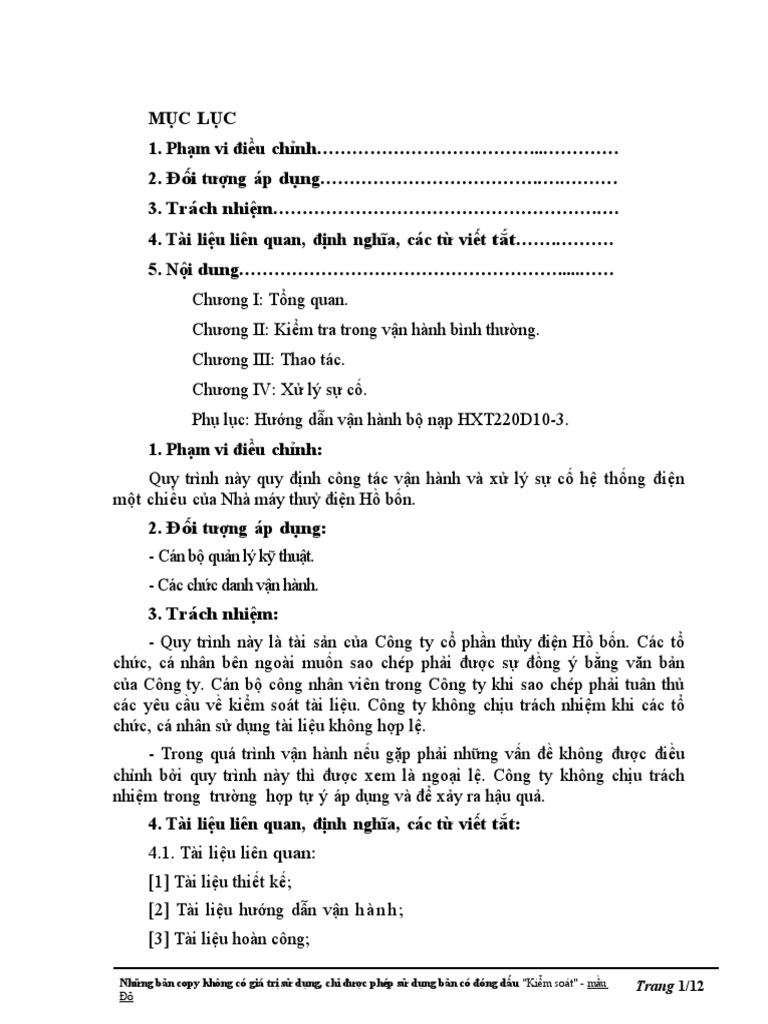 (123doc) Quy Trinh Van Hanh He Thong Dien 1 Chieu | PDF