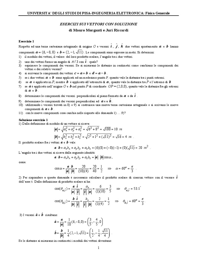Esercizi Sui Vettori | PDF
